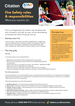 Fire Safety in Nurseries - Citation factsheet - NDNA